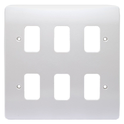 6 Gang Front Plate White| Electrical Wholesaler